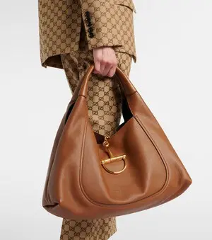 Gucci Softbit Large Leather Shoulder Bag - Brown