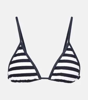 Jade Swim Via Striped Terry Bikini Top - Blue