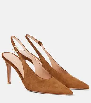GIANVITO ROSSI Robbie Suede Slingback Pumps - Brown