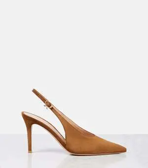 GIANVITO ROSSI Robbie Suede Slingback Pumps - Brown