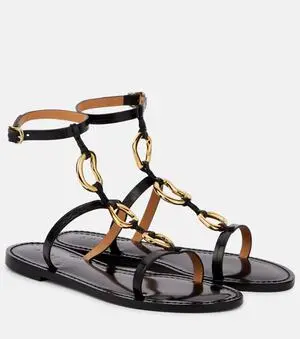 AMANU Bazaruto Embellished Leather Sandals - Black