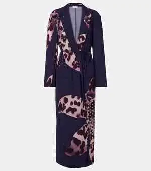 Dries Van Noten Printed Embellished Wrap Dress