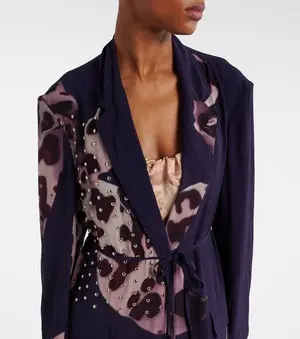 Dries Van Noten Printed Embellished Wrap Dress
