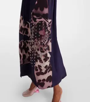 Dries Van Noten Printed Embellished Wrap Dress