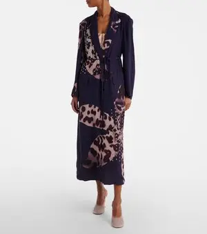 Dries Van Noten Printed Embellished Wrap Dress