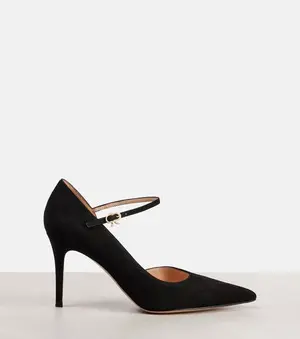 GIANVITO ROSSI Suede Pointed Toe Pumps - Black