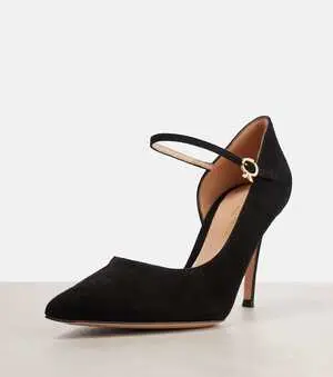 GIANVITO ROSSI Suede Pointed Toe Pumps - Black