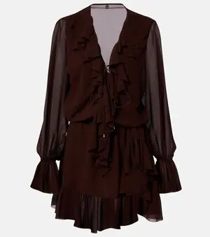 BANANHOT Bellen Ruffled Mini Dress - Brown