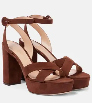 GIANVITO ROSSI Sabrina Suede Platform Sandals - Brown