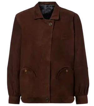 BLAZÉ MILANO Cleo Suede Bomber Jacket - Brown