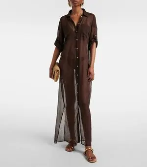 Jade Swim Mika Sheer Shirt Dress - Brown