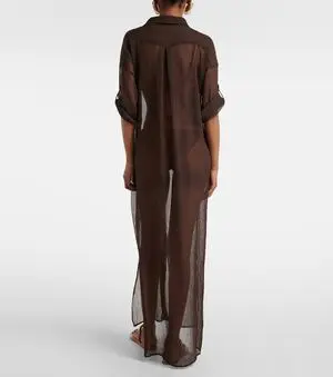 Jade Swim Mika Sheer Shirt Dress - Brown