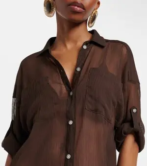 Jade Swim Mika Sheer Shirt Dress - Brown