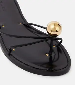 AMANU Malawi Embellished Leather Thong Sandals