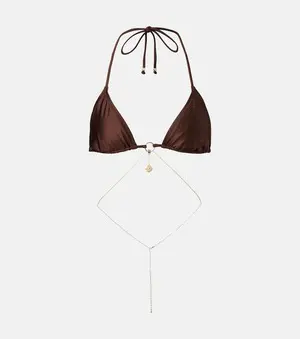 BANANHOT Chain-embellished Bikini Top - Brown