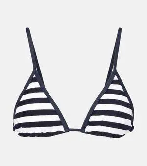 Jade Swim Via Striped Terry Bikini Top - Blue