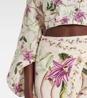 Agua Bendita Duria Floral Linen Crop Top
