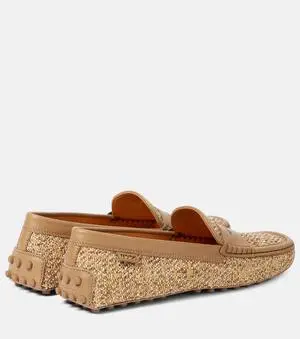 TOD'S Gommino Leather-trimmed Tweed Driving Shoes - Neutrals