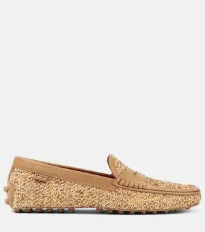 TOD'S Gommino Leather-trimmed Driving Shoes - Neutrals