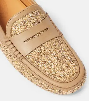 TOD'S Gommino Leather-trimmed Driving Shoes - Neutrals
