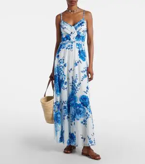 Poupette St Barth Cara Cotton Maxi Dress - Blue