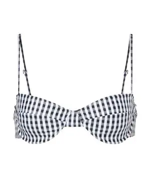 Faithfull The Brand Farrah Gingham Bikini Top - Black