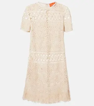 La DoubleJ Lacey Macramé Minidress - Beige