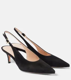GIANVITO ROSSI Robbie 55 Suede Slingback Pumps - Black