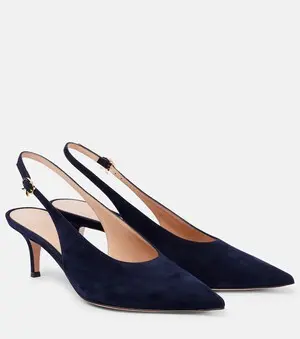 GIANVITO ROSSI Robbie 55 Suede Slingback Pumps - Blue