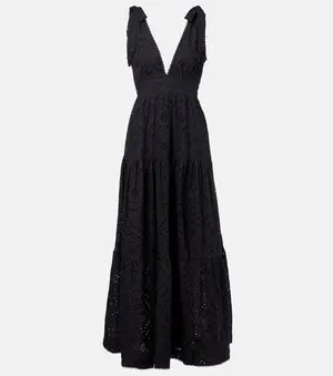 Poupette St Barth Perla Embroidered Maxi Dress - Black