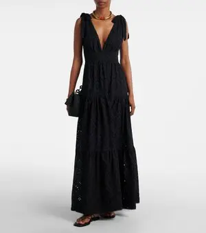 Poupette St Barth Perla Embroidered Maxi Dress
