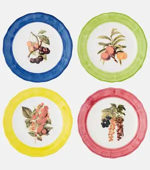 LES-OTTOMANS Botanica Set Of 4 Ceramic Plates - Multicoloured
