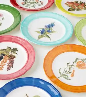 LES-OTTOMANS Botanica Set Of 4 Ceramic Plates - Multicoloured