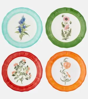 LES-OTTOMANS A Garden For The Sultan Set Of 4 Dessert Plates - Multicoloured
