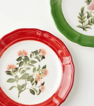 LES-OTTOMANS A Garden For The Sultan Set Of 4 Dessert Plates - Multicoloured