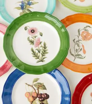LES-OTTOMANS A Garden For The Sultan Set Of 4 Dessert Plates - Multicoloured