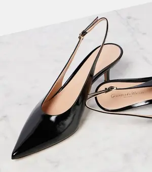 GIANVITO ROSSI Robbie 55 Patent Leather Slingback Pumps - Black