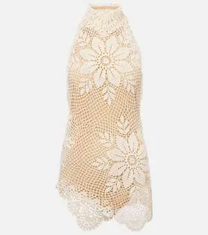 Magda Butrym Floral Crochet Top - White