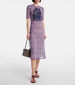 Etro Printed Mesh Midi Dress