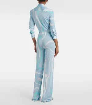 Emilio Pucci Marmo Print Satin Jersey Pants