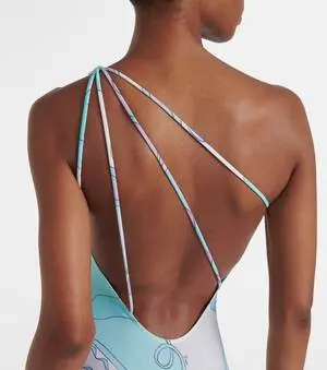 Emilio Pucci Orchidee One-shoulder Swimsuit