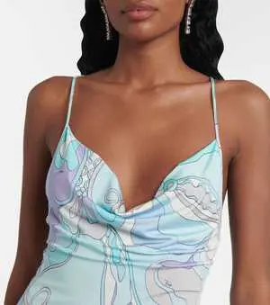 Emilio Pucci Orchidee Jersey Slip Dress - Blue
