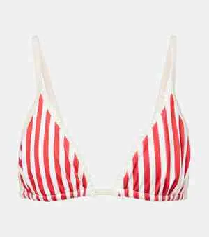 BANANHOT Candy Striped Triangle Bikini Top - Red