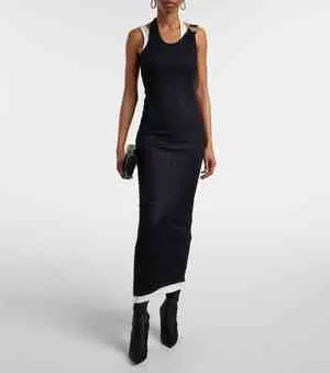 JEAN PAUL GAULTIER Layered Cotton Jersey Maxi Dress - Black