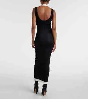 JEAN PAUL GAULTIER Layered Cotton Jersey Maxi Dress - Black