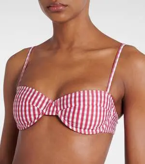 Faithfull The Brand Farrah Gingham Bikini Top - Red