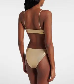 Jade Swim Hinge Metallic Bikini Top - Gold