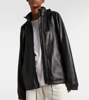THE ROW Jilly Oversized Leather Bomber Jacket