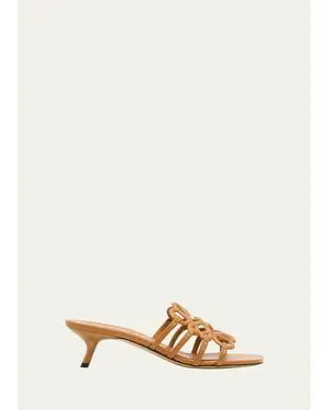 Loewe Petal Anagram Caged Mule Sandals - Camel
