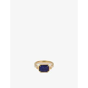 Astley Clarke Deco Lapis And Malachite Spinner Ring - Gold